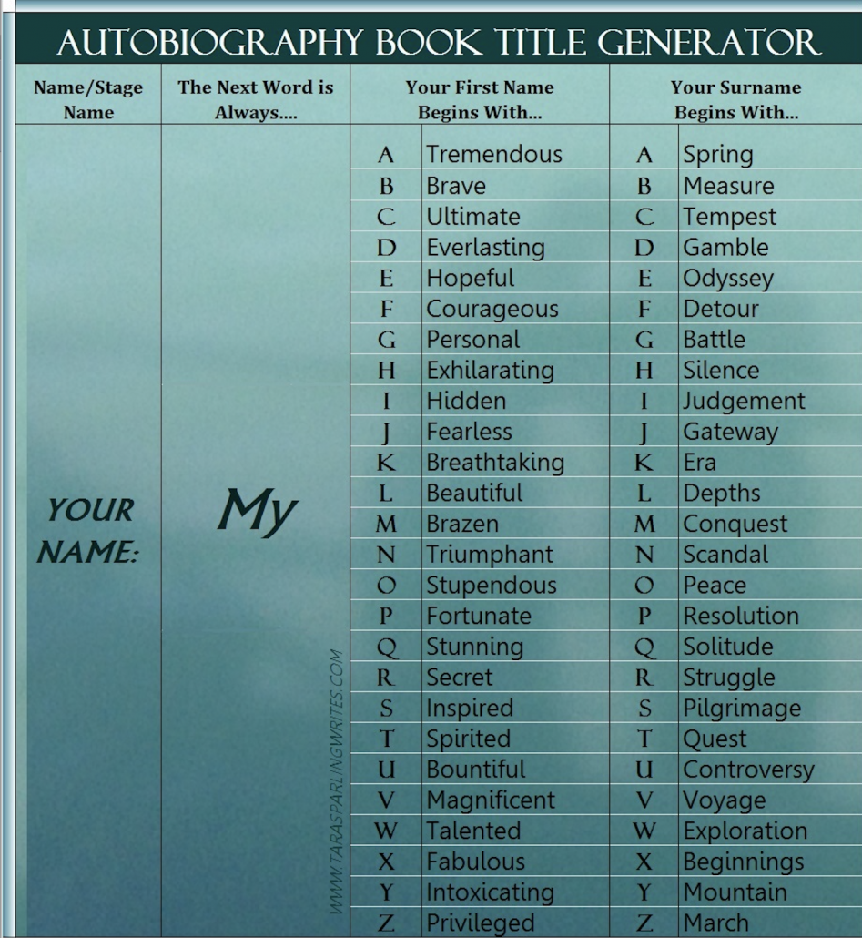 Book Title Generator for the Holidays from Tara Sparling